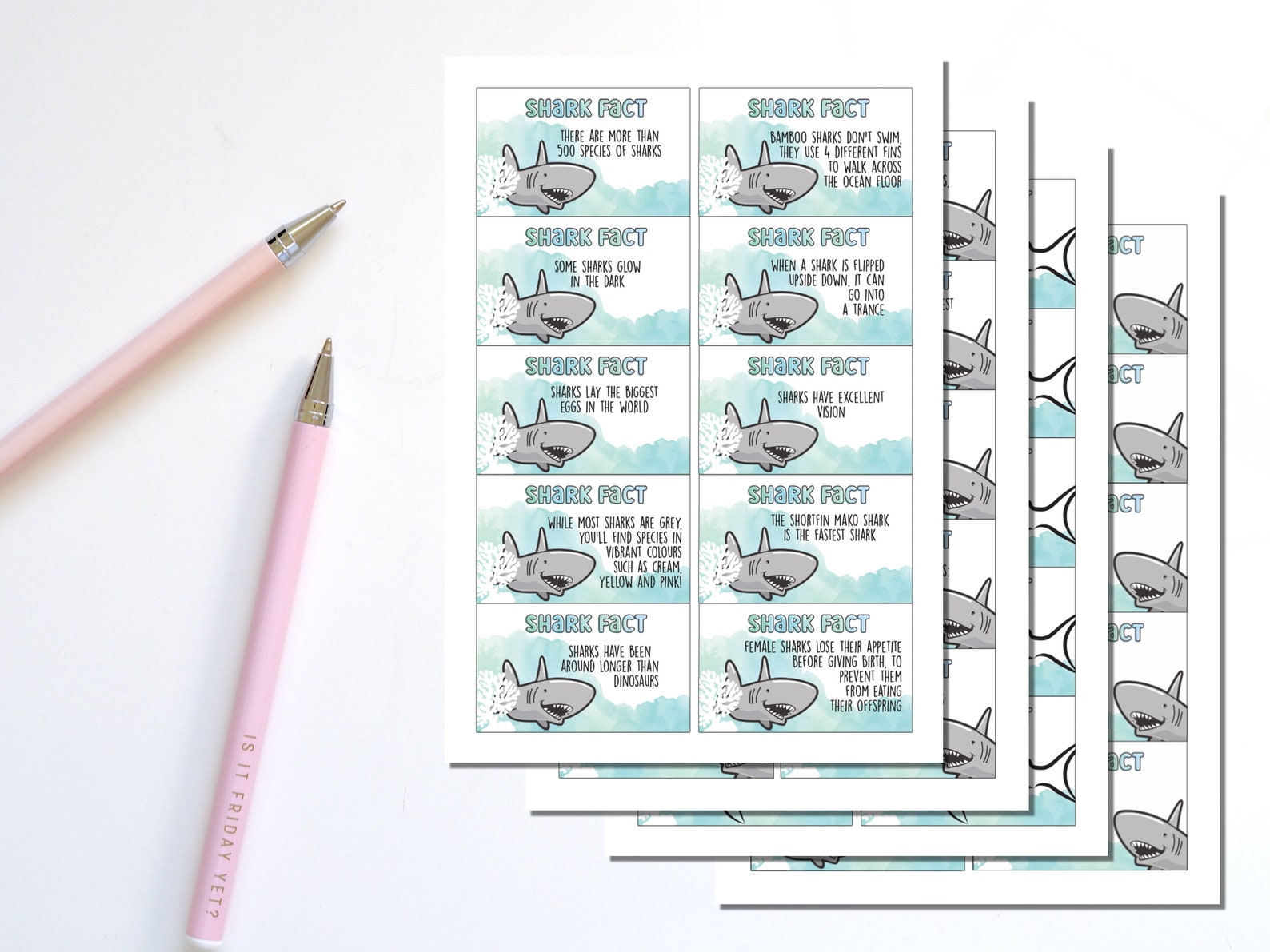 Printable Shark Fun Facts, Set of 30 Kids Lunchbox Notes, Educational ...