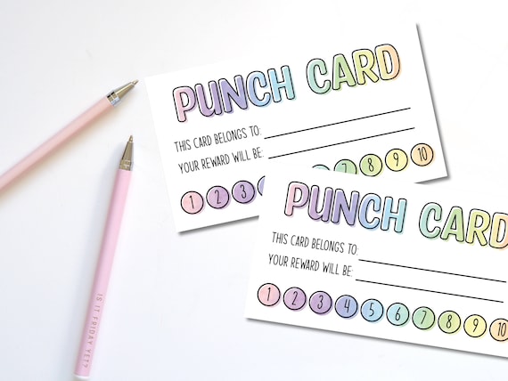 Printable Reward Punch Cards DIY Reward Card School - Etsy