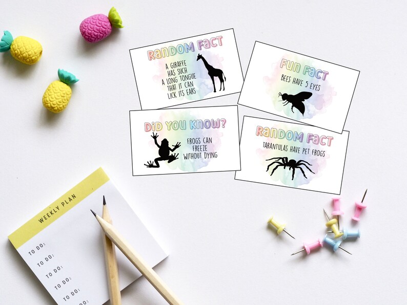 Printable Animal Fun Facts, Set of 30 Kids Lunchbox Notes, Educational ...
