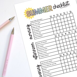 Summer Daily Checklist, Printable Summer List, Summer Holiday Chart ...