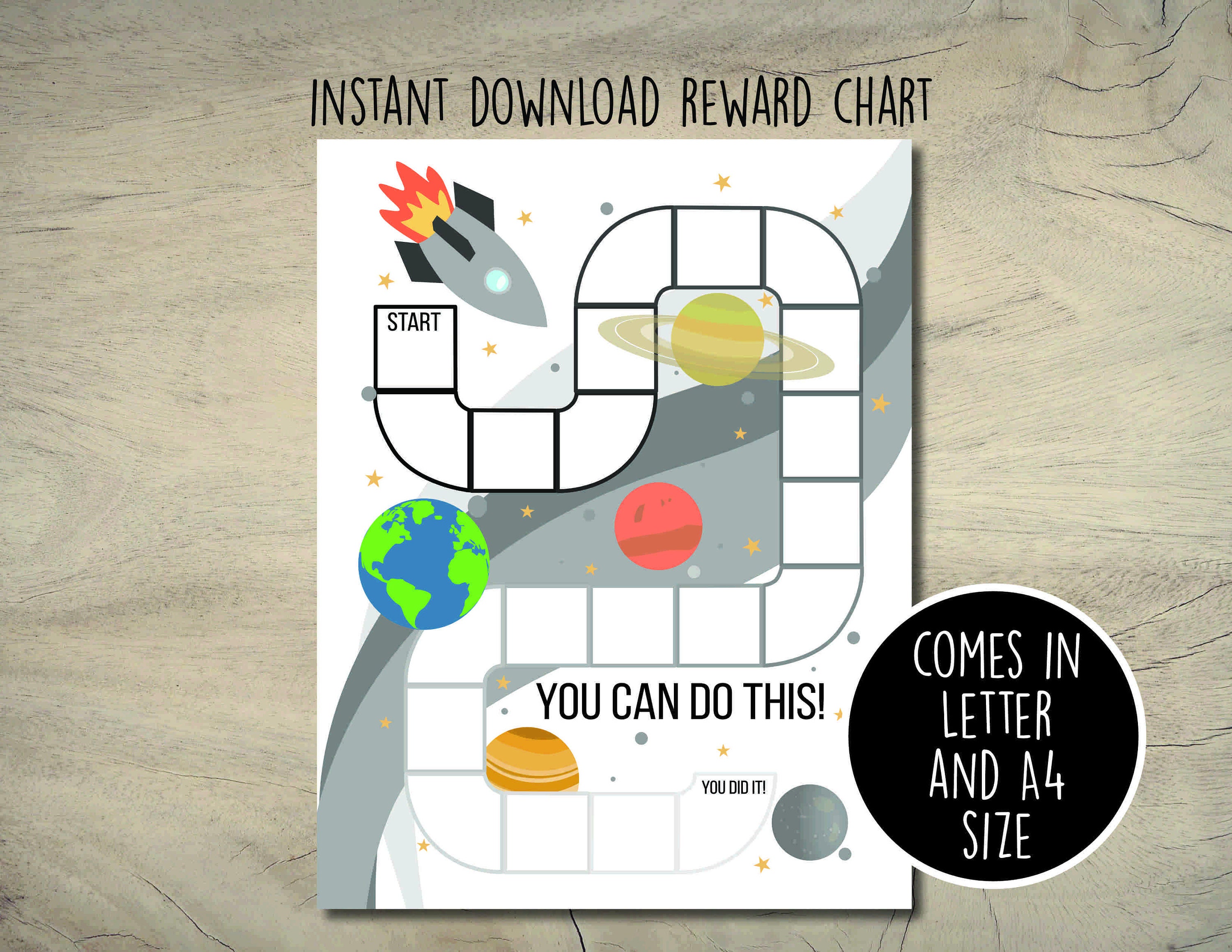 Reward Chart Planets Space Themed Sticker Chart Potty Chart | Etsy