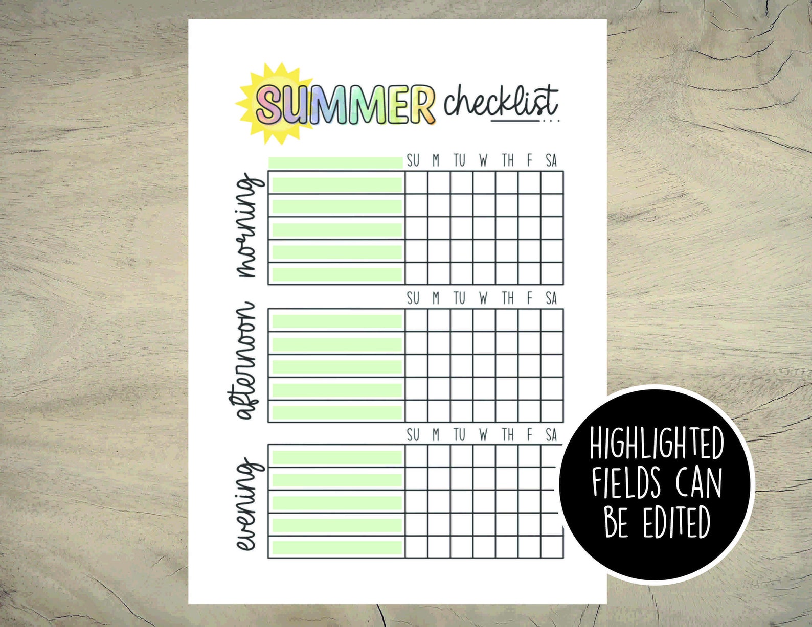 Summer Daily Checklist, Printable Summer List, Summer Holiday Chart ...