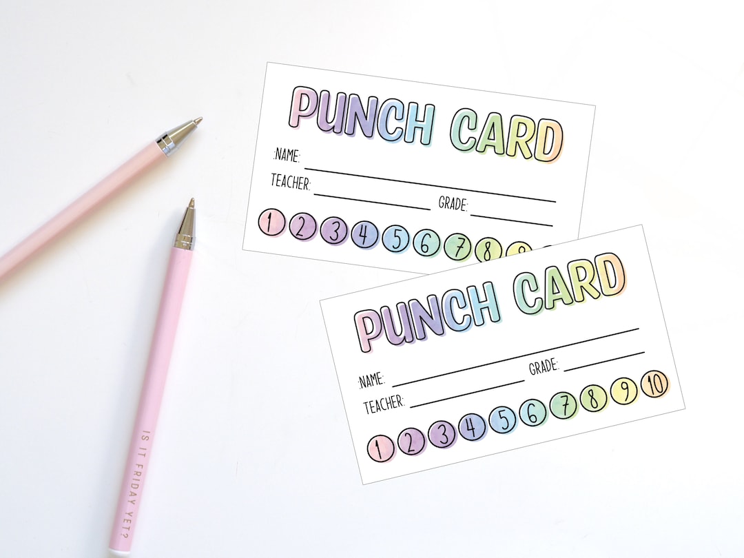 Printable Reward Punch Cards, DIY Reward Card, School Resources ...