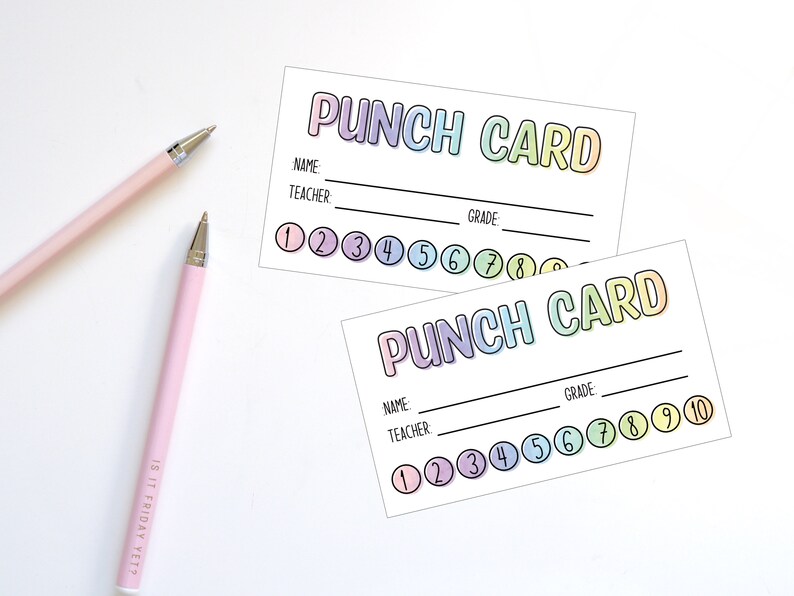 Printable Reward Punch Cards, DIY Reward Card, School Resources ...