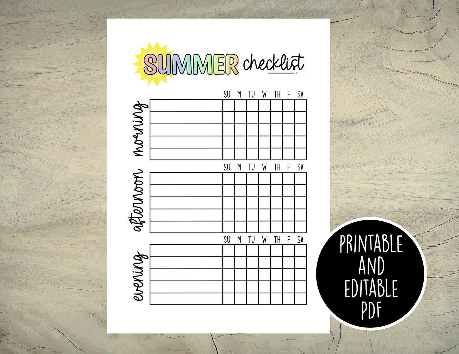 Summer Daily Checklist, Printable Summer List, Summer Holiday Chart ...