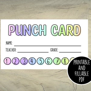 Printable Reward Punch Cards, DIY Reward Card, School Resources ...