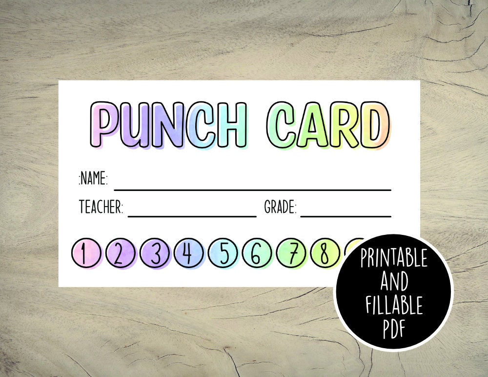 Printable Reward Punch Cards, DIY Reward Card, School Resources ...
