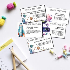 Printable Space Themed Fun Facts, Set of 30 Kids Lunchbox Notes ...