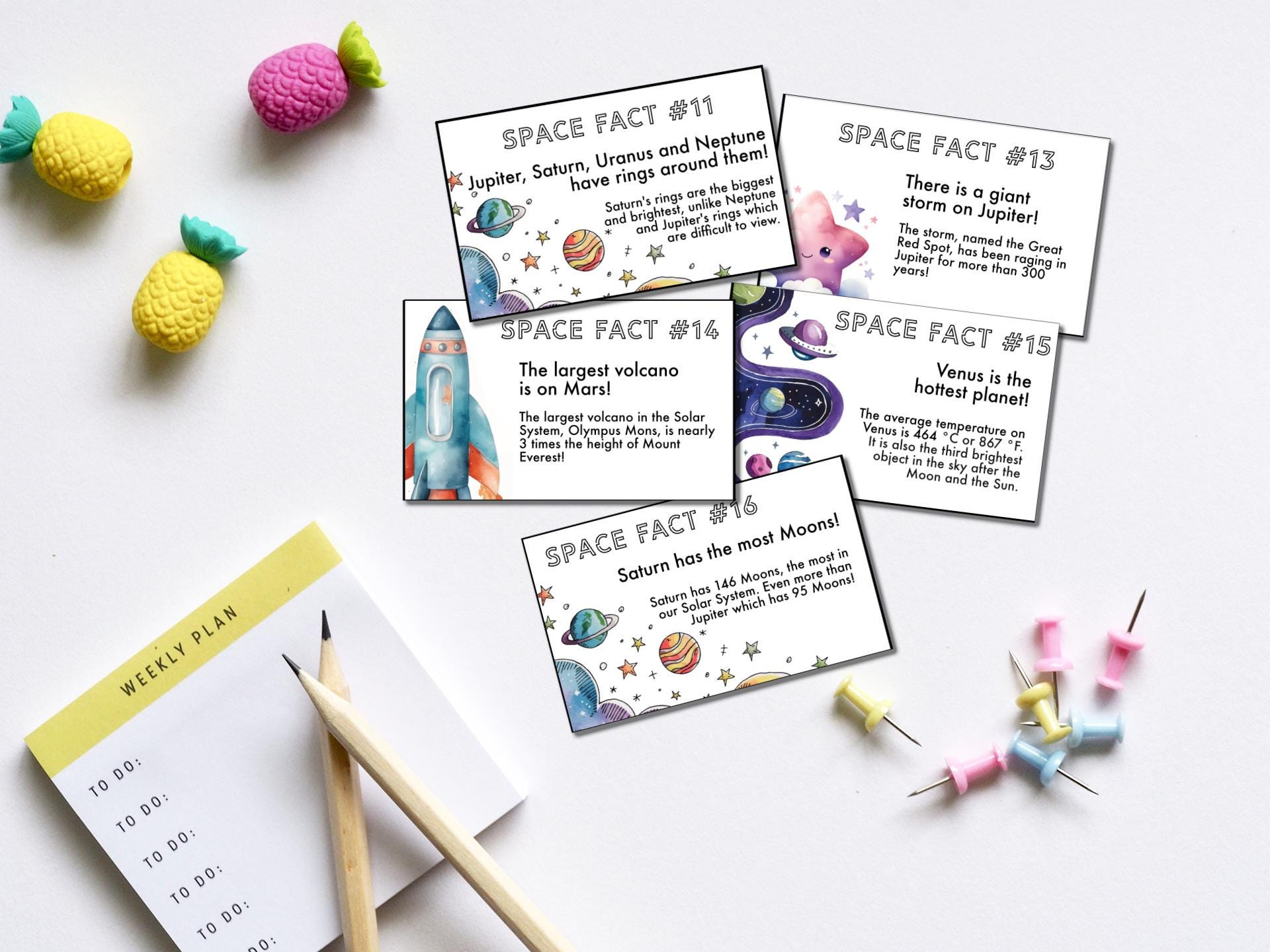 Printable Space Themed Fun Facts, Set of 30 Kids Lunchbox Notes ...