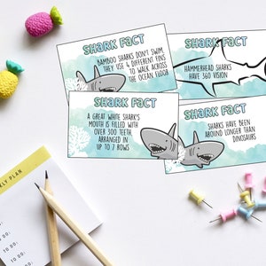 Printable Shark Fun Facts, Set of 30 Kids Lunchbox Notes, Educational ...