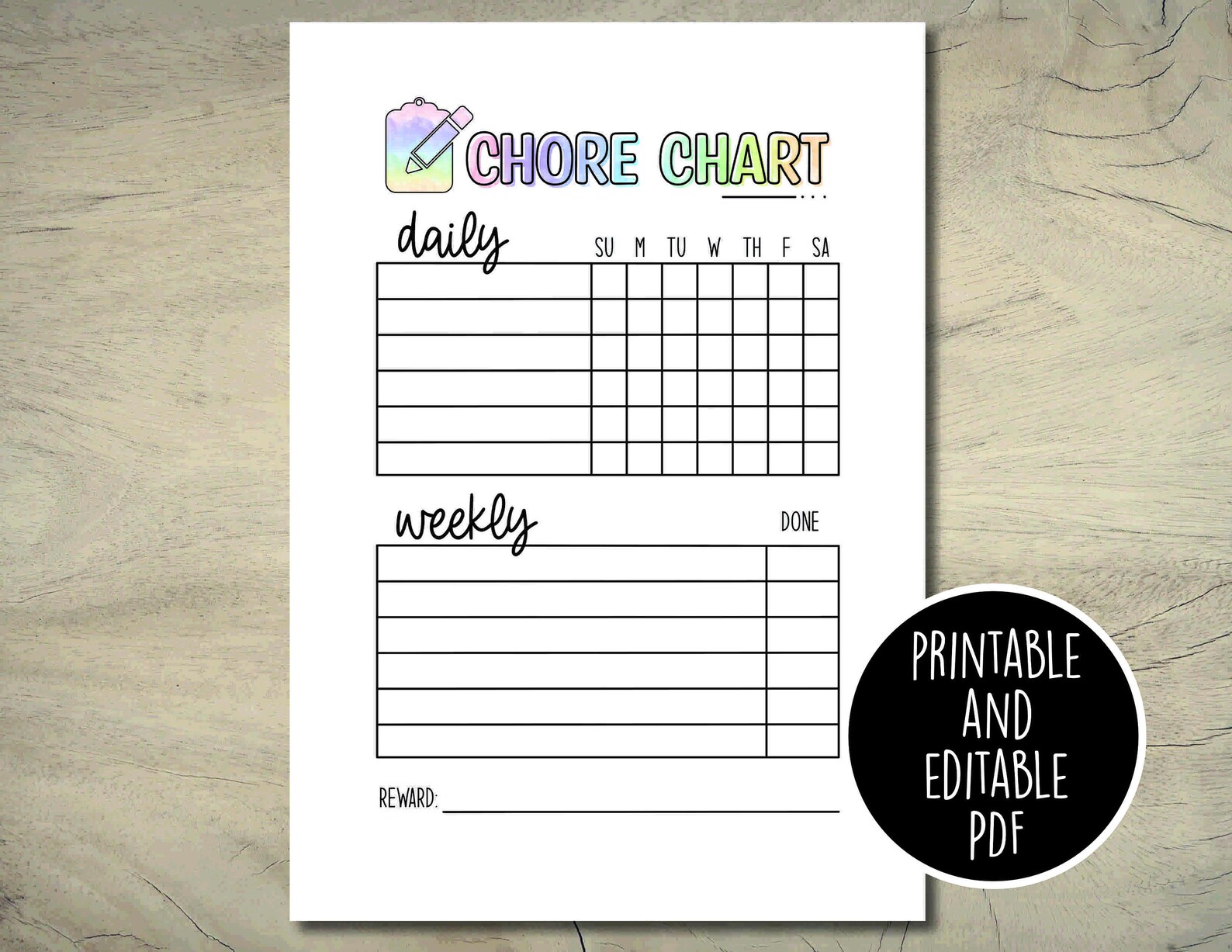 Chore Chart Checklist, Daily and Weekly Printable Chore List ...