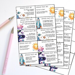 Printable Space Themed Fun Facts, Set of 30 Kids Lunchbox Notes ...