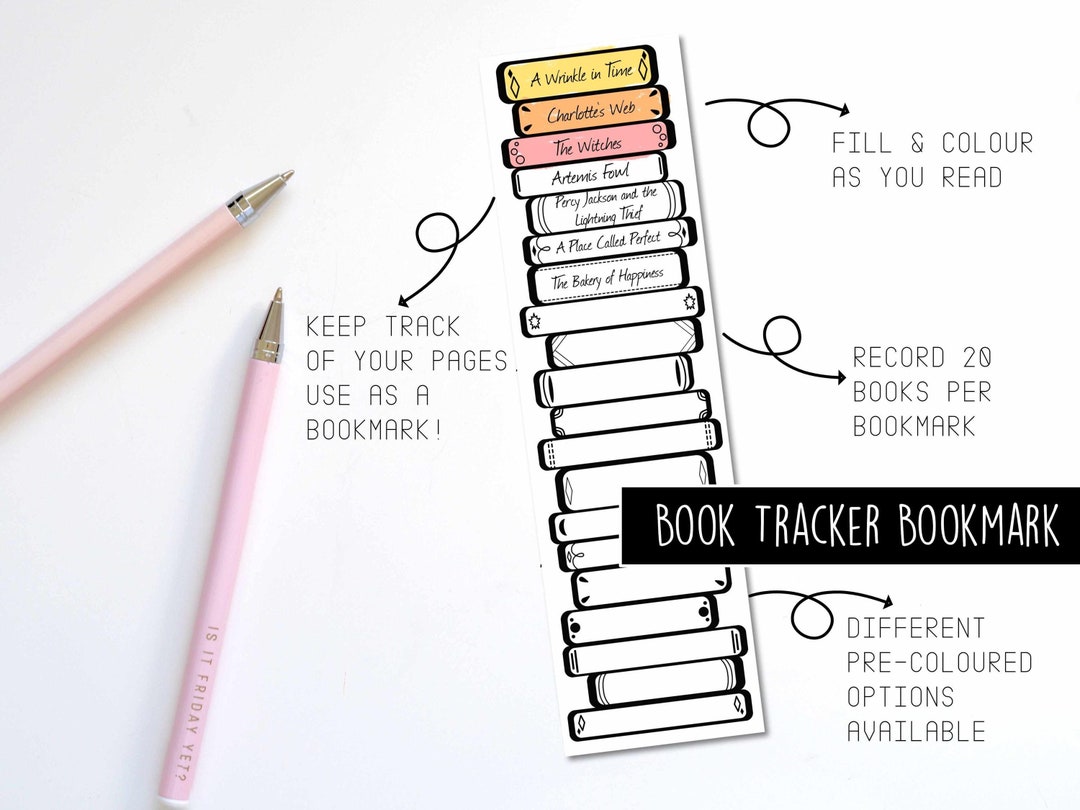 Reading Tracker Bookmark Printable, Reading Record, Book List Bookmark ...