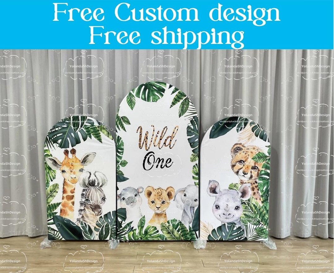 Wild One Animals Arch Stand Backdrop Jungle Safari Boy First Chiara ...