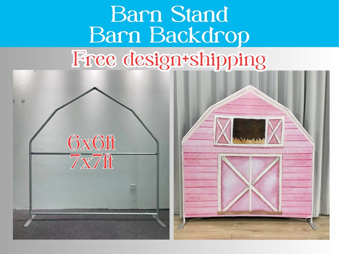 Pink Farm Barn Arch Backdrop Stand Cover Metal Backdrop Frame House ...