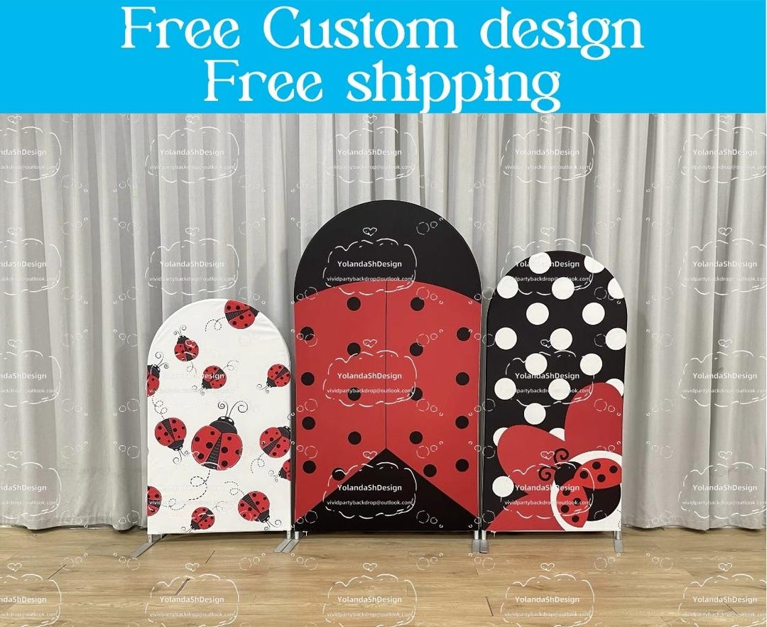 Ladybug Arch Stand Backdrop Ladybird Red Black Polka Dot Chiara Wall ...