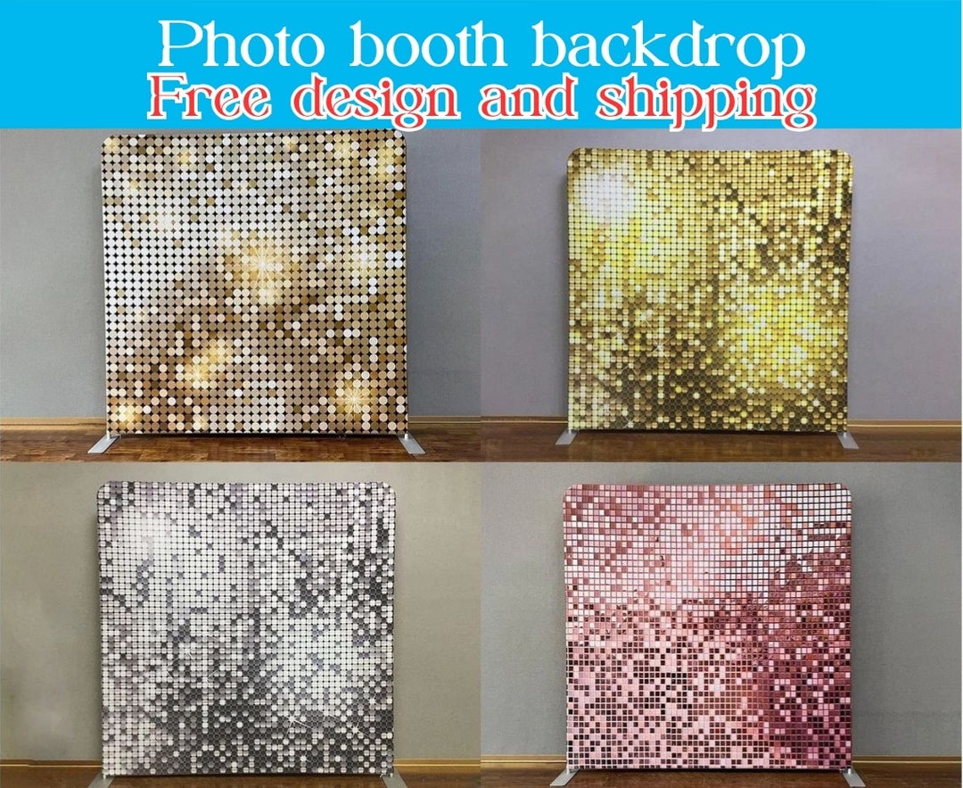 Sparkle Glitter Photo Booth Backdrop Stand Gold Sequin Pillowcase ...