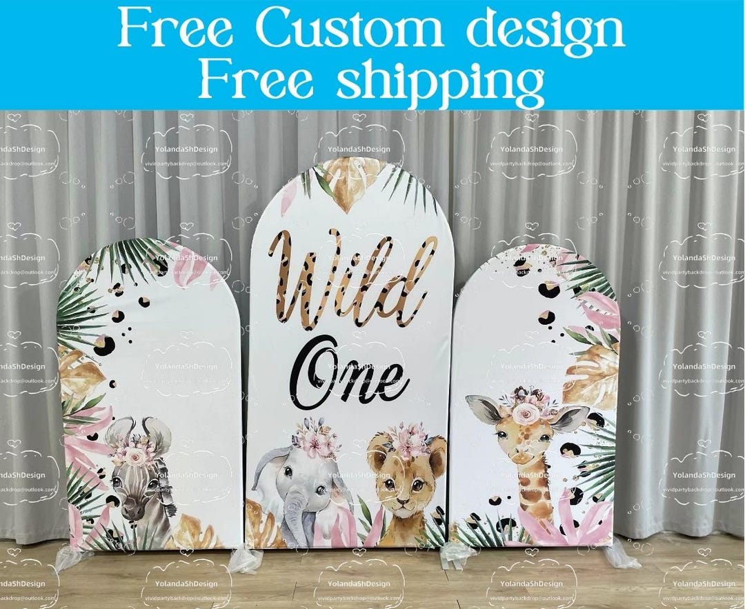 Pink Wild One Arch Stand Backdrop Jungle Safari Girls First Chiara Wall ...