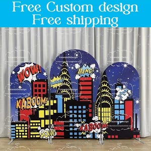 Super Hero City Buildings Arch Stand Backdrop Super City Chiara Wall ...