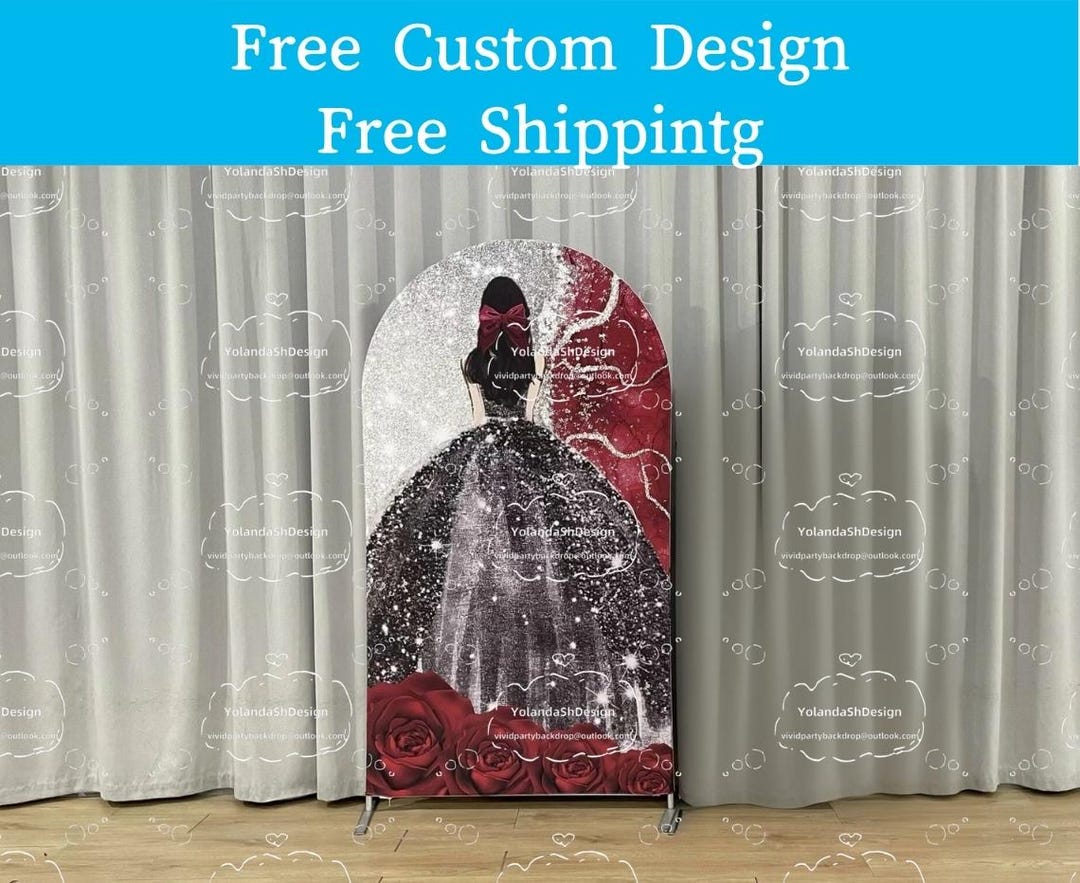 Quinceanera Arch Cover Backdrop Black Sweet Girl Misquince Anos Marble ...