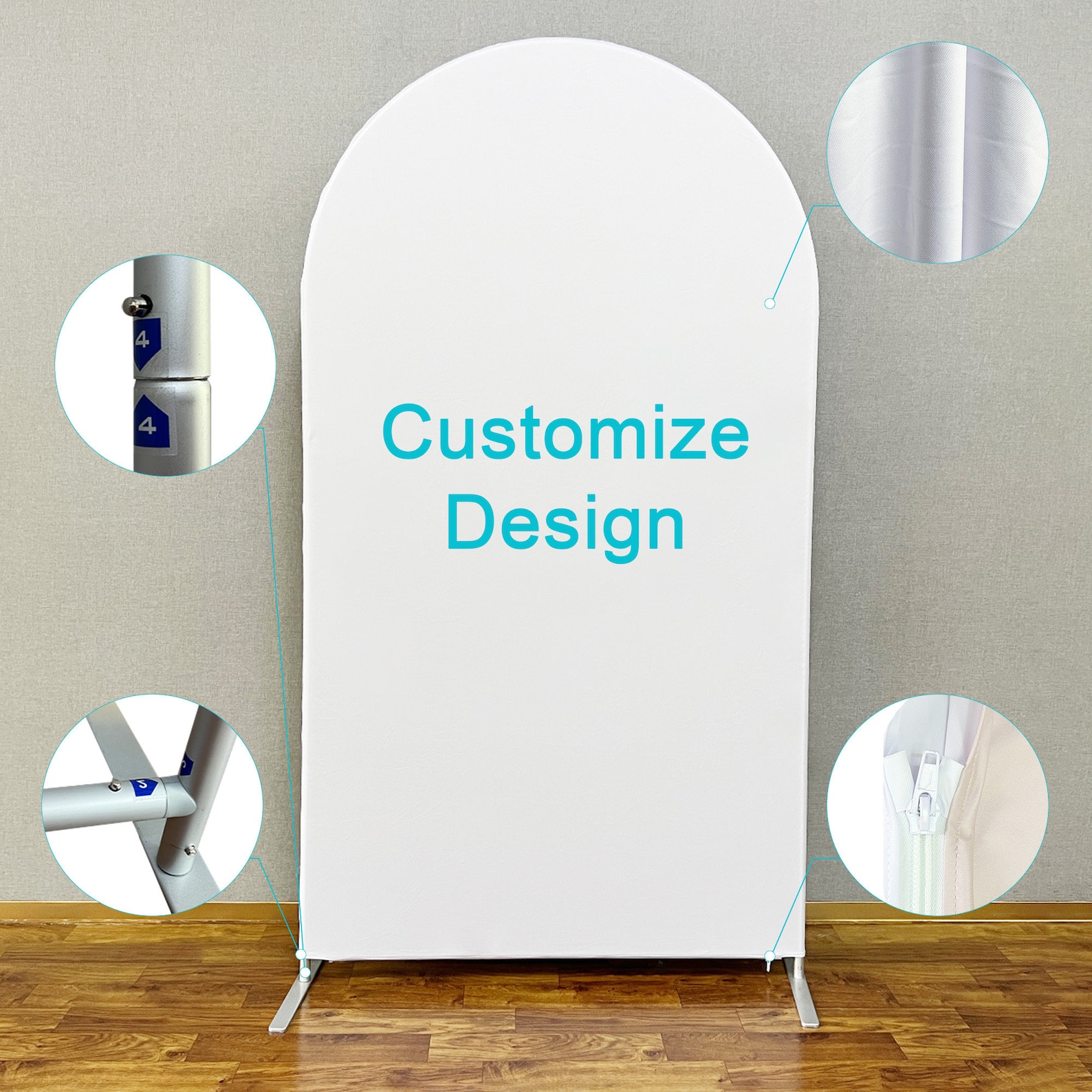 Welcome Open Arch Door Stand 3D Ripple Arch Backdrop Cover Photo Booth Photography Banner for ...