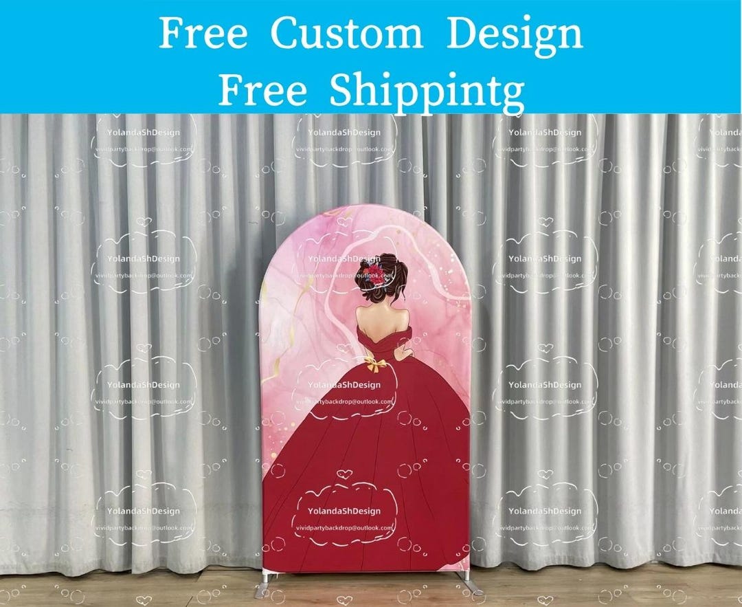 Quinceanera Arch Cover Backdrop Red Sweet Girl Mis Quince Anos Marble ...