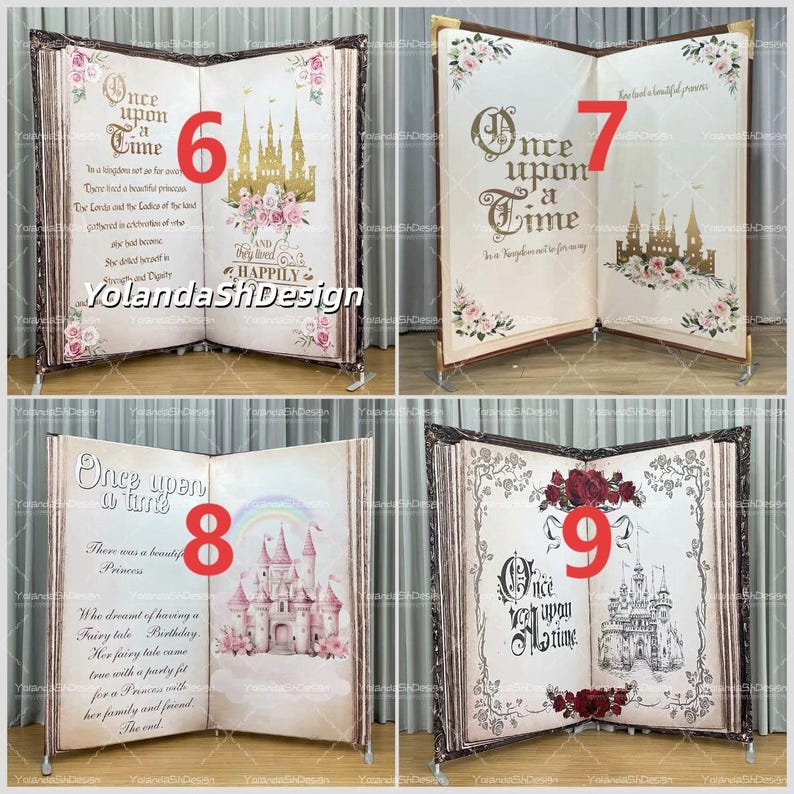 Once Upon a Time Storybook Backdrop Book Metal Stand Castle Pillowcase ...