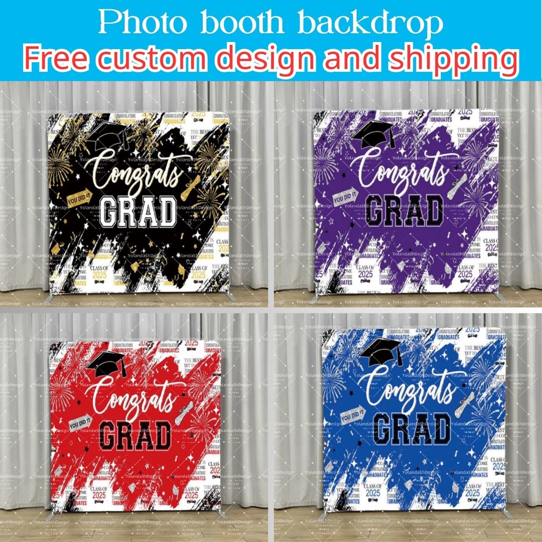 Graduation Sparkle Photobooth Backdrop Stand Graffiti Grad Congrat ...