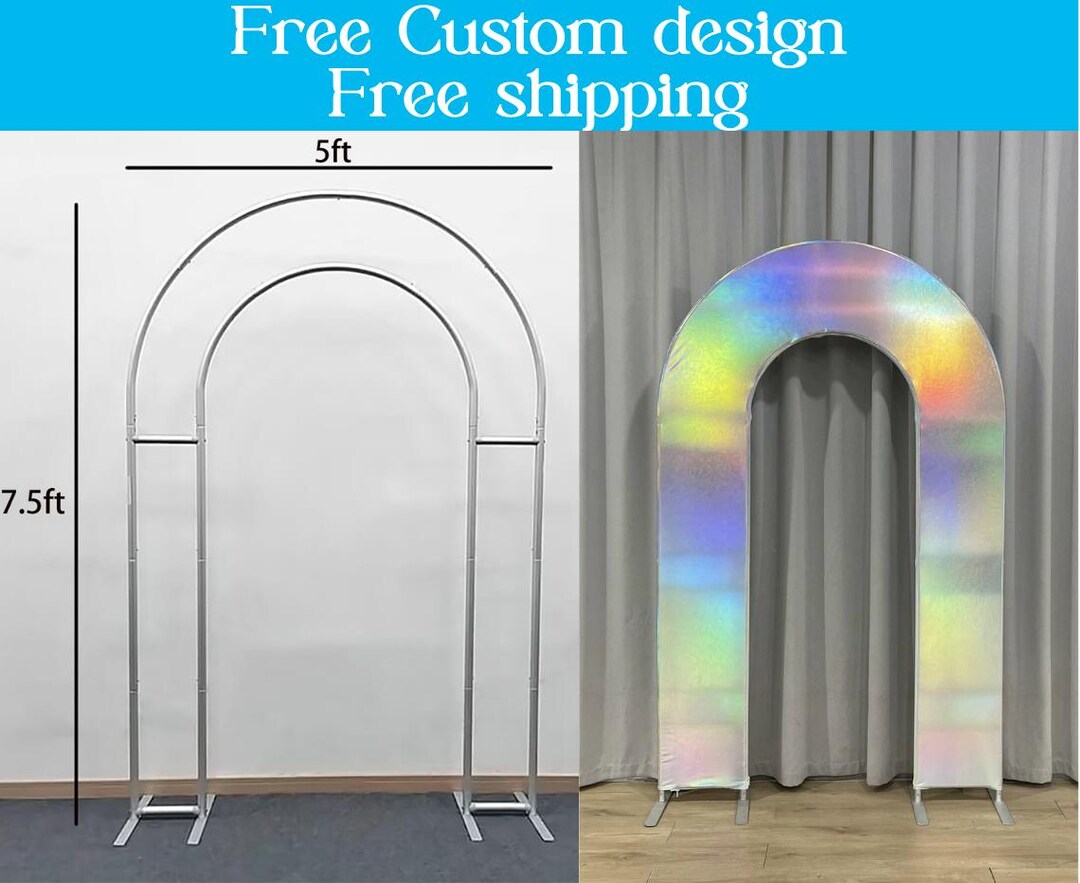 Personalized Open Arch Wall Stand Frame + Backdrop Cover, Custom Size ...