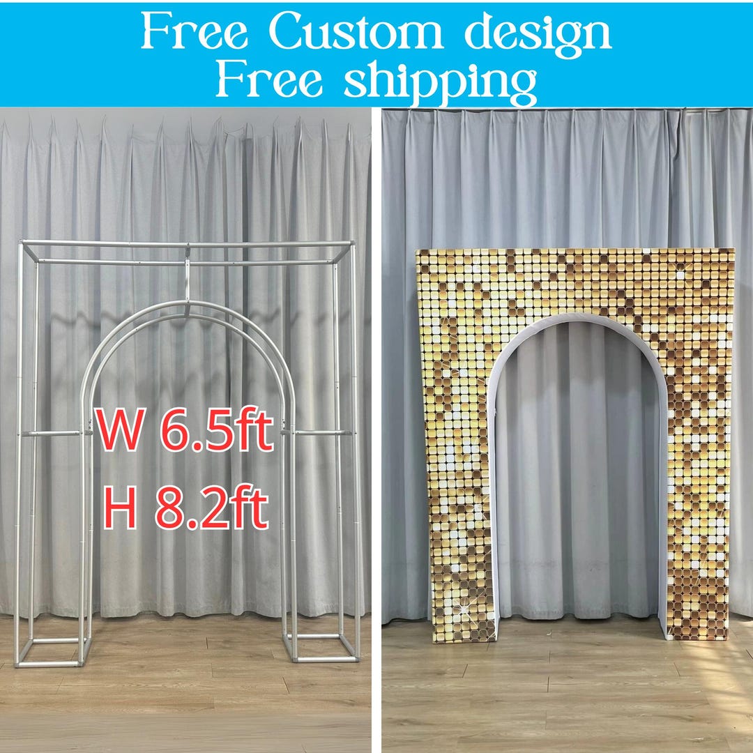 3D Sqaure Wedding Open Arch Door Backdrop Stand Print Glitter Fabric ...