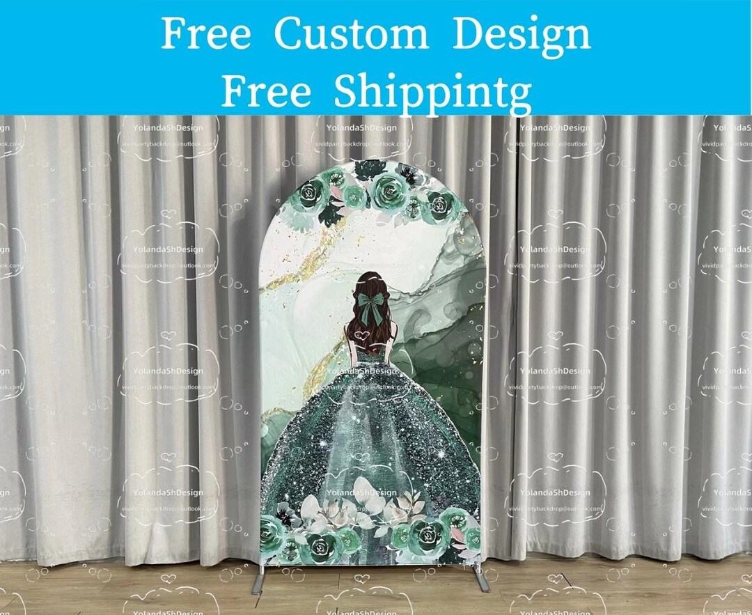 Quinceanera Arch Cover Backdrop Green Marble Sweet Girl Mis Quince ...