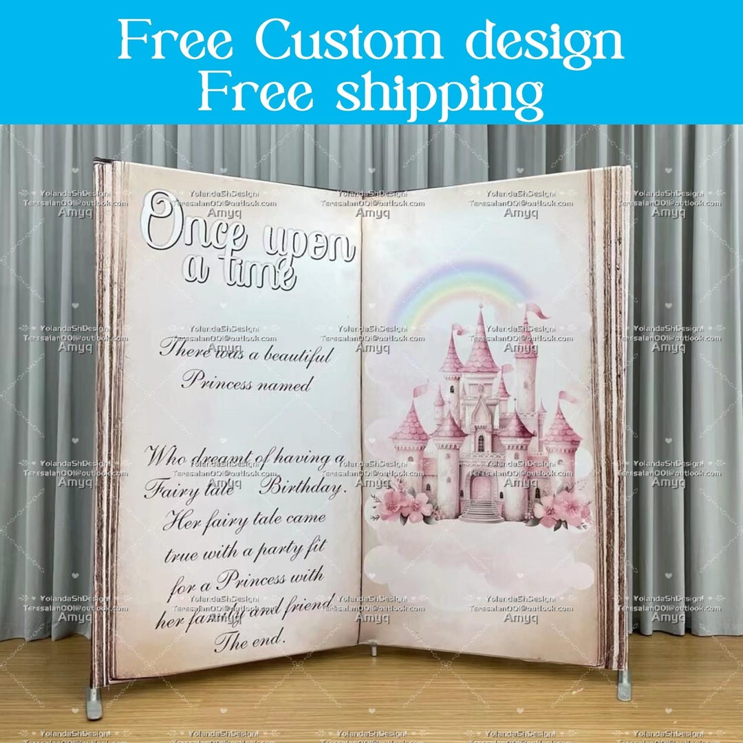 Once Upon a Time Storybook Backdrop Book Metal Stand Castle Pillowcase ...