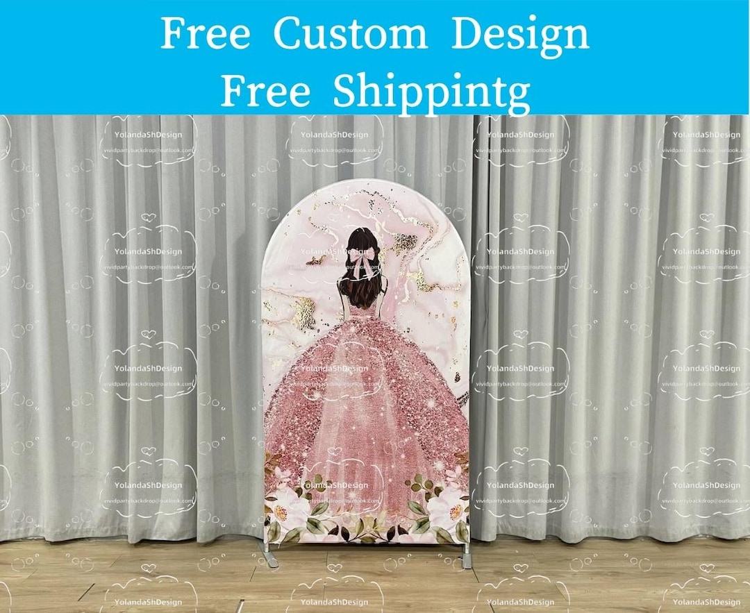 Quinceanera Arch Cover Backdrop Pink Marble Sweet Girl Mis Quince Anos ...