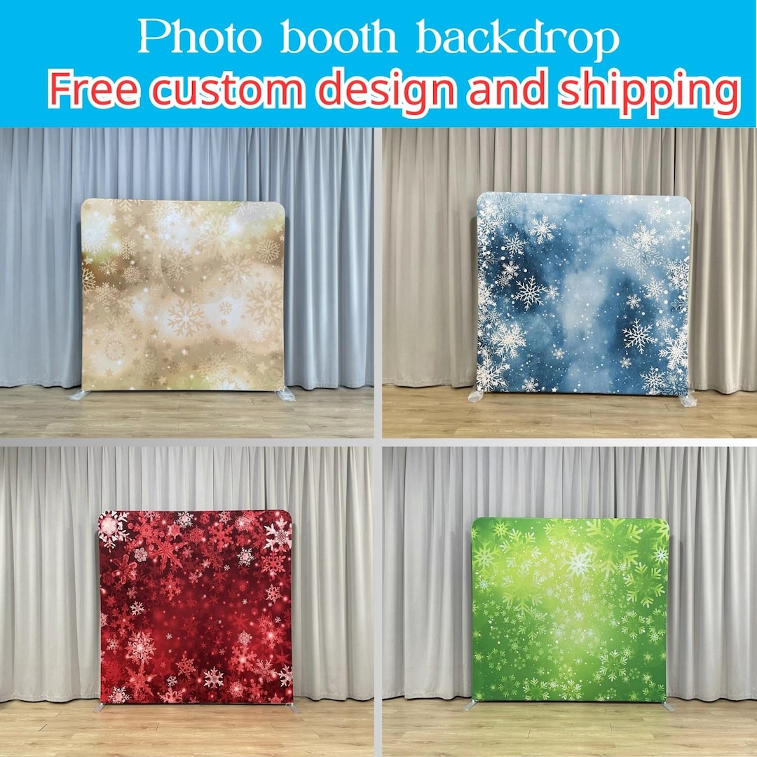 Christmas Photo Booth Backdrop Winter Snow Scene Pillowcase Backdrop ...