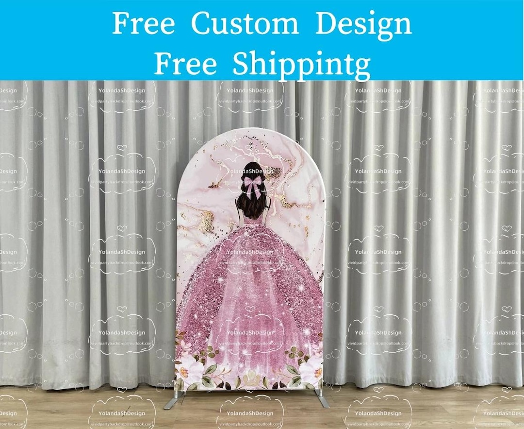 Quinceanera Arch Cover Backdrop Pink Marble Sweet Girl Mis Quince Anos ...