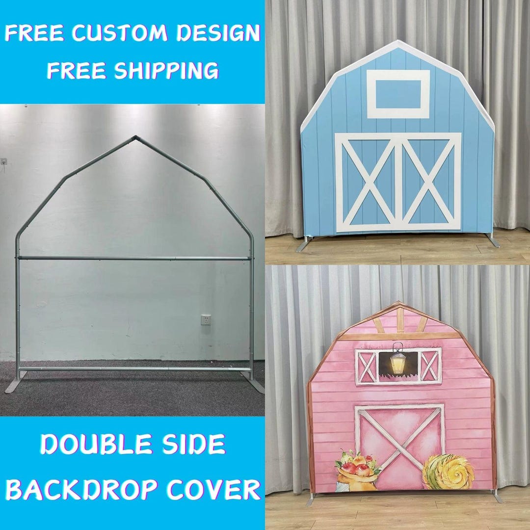Red Barn Arch Backdrop Stand Farm Cover Metal Backdrop Frame House ...