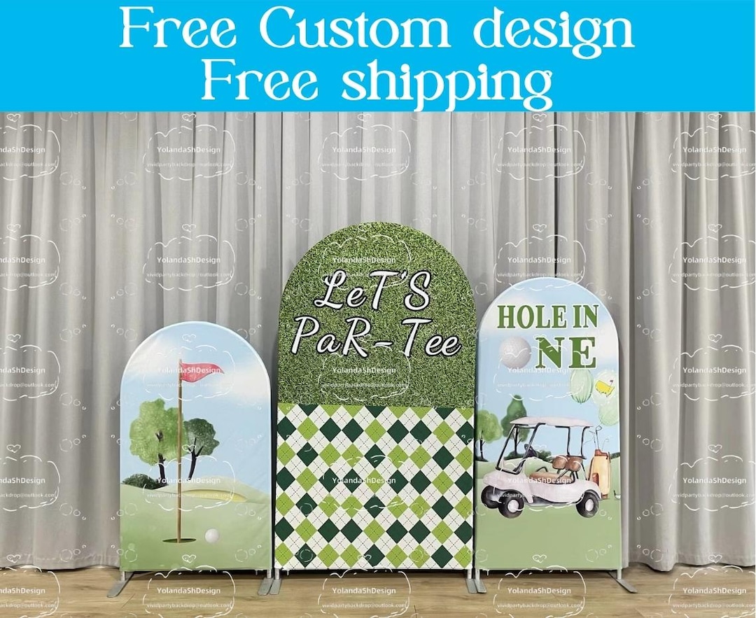 Golf Hole in One Arch Stand Backdrop Lets Par Tee Chiara Wall Backdrop ...