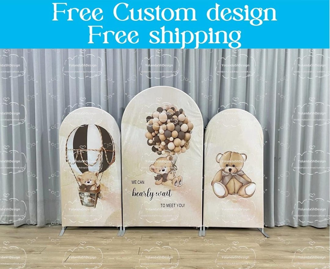 We Can Bearly Wait Arch Stand Backdrop Teddy Bear Air Balloon Chiara ...