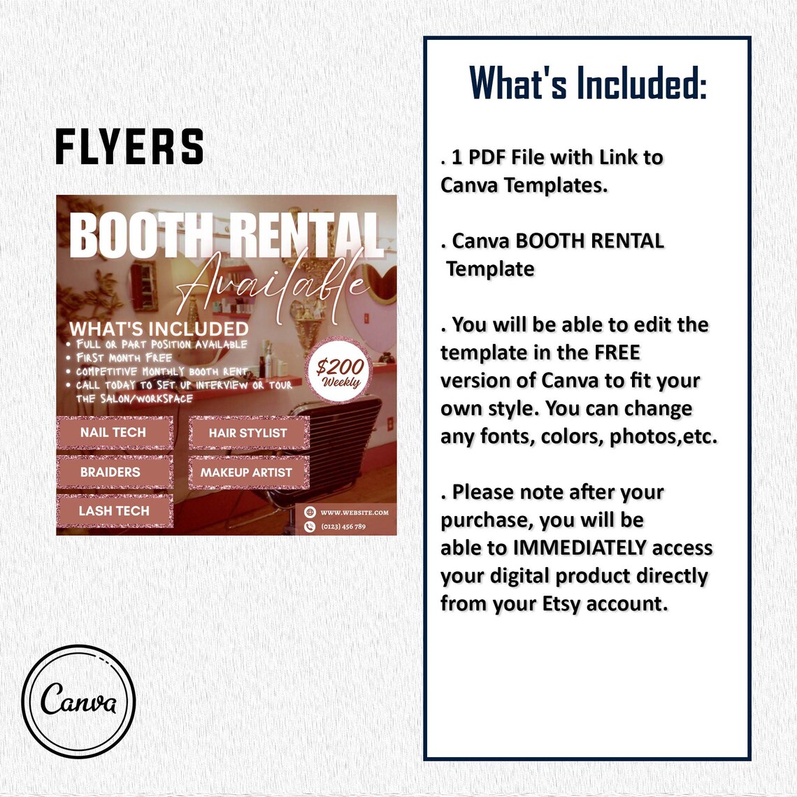 Beautician Flyer, Booth Rental Flyer, Booth Rental Post, Booth for Rent ...