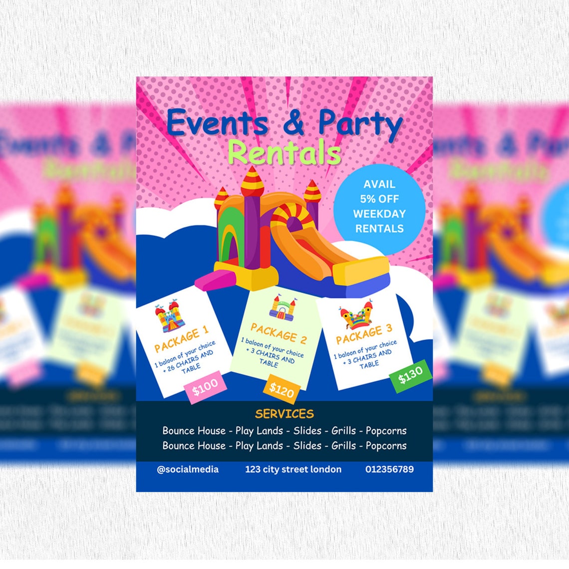 Bounce House Rental Flyer, DIY Canva Bounce House Rental Flyer Template ...
