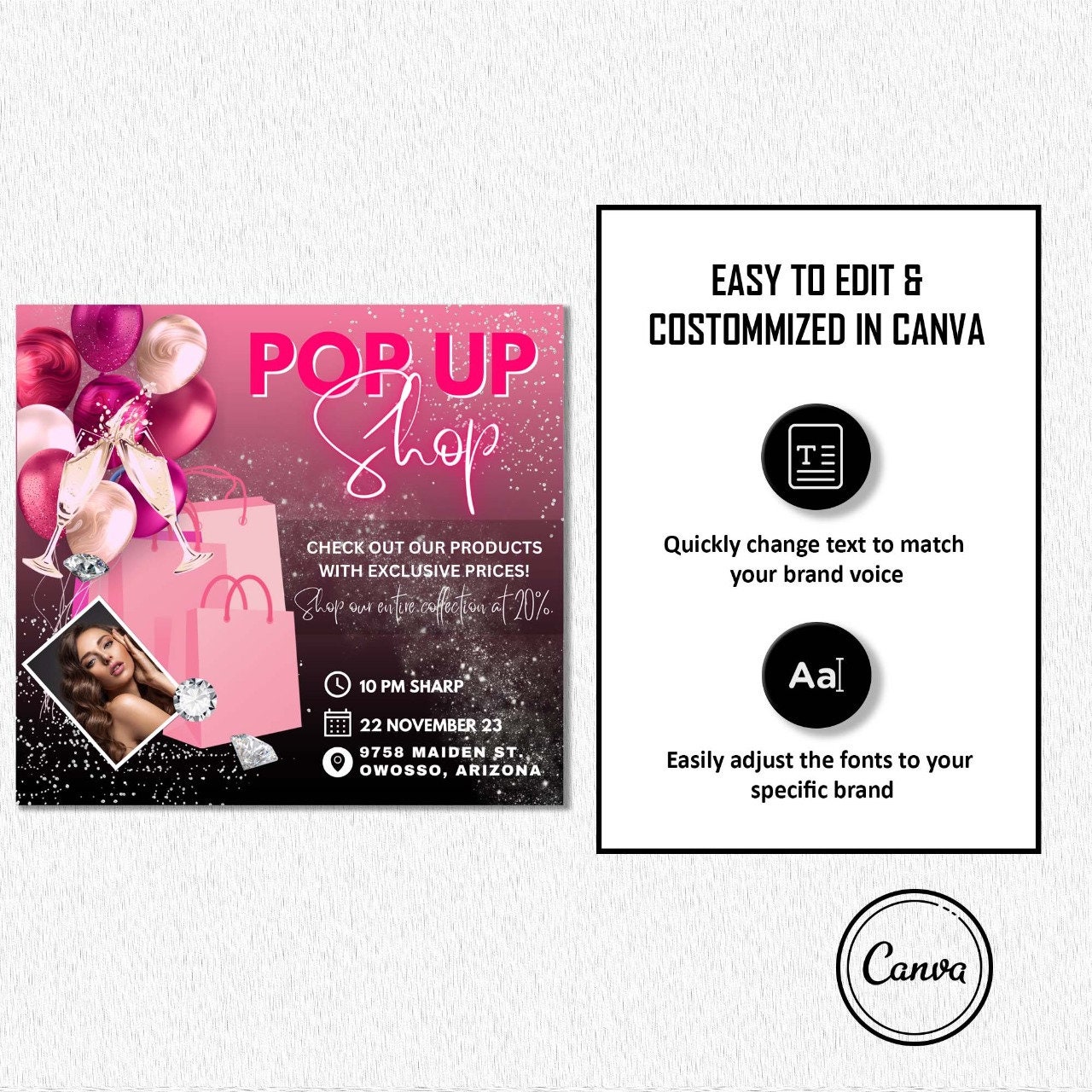 Pop up Shop Flyer, Pop up Shop Template, DIY Editable Flyer, Grand ...