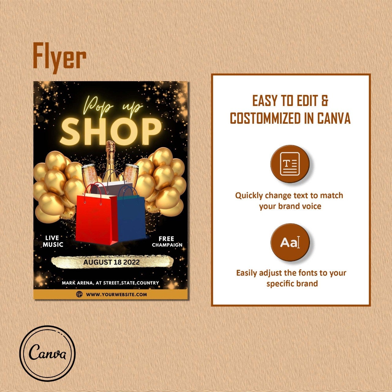 Pop up Shop Flyer Template for Digital Download DIY Editable - Etsy