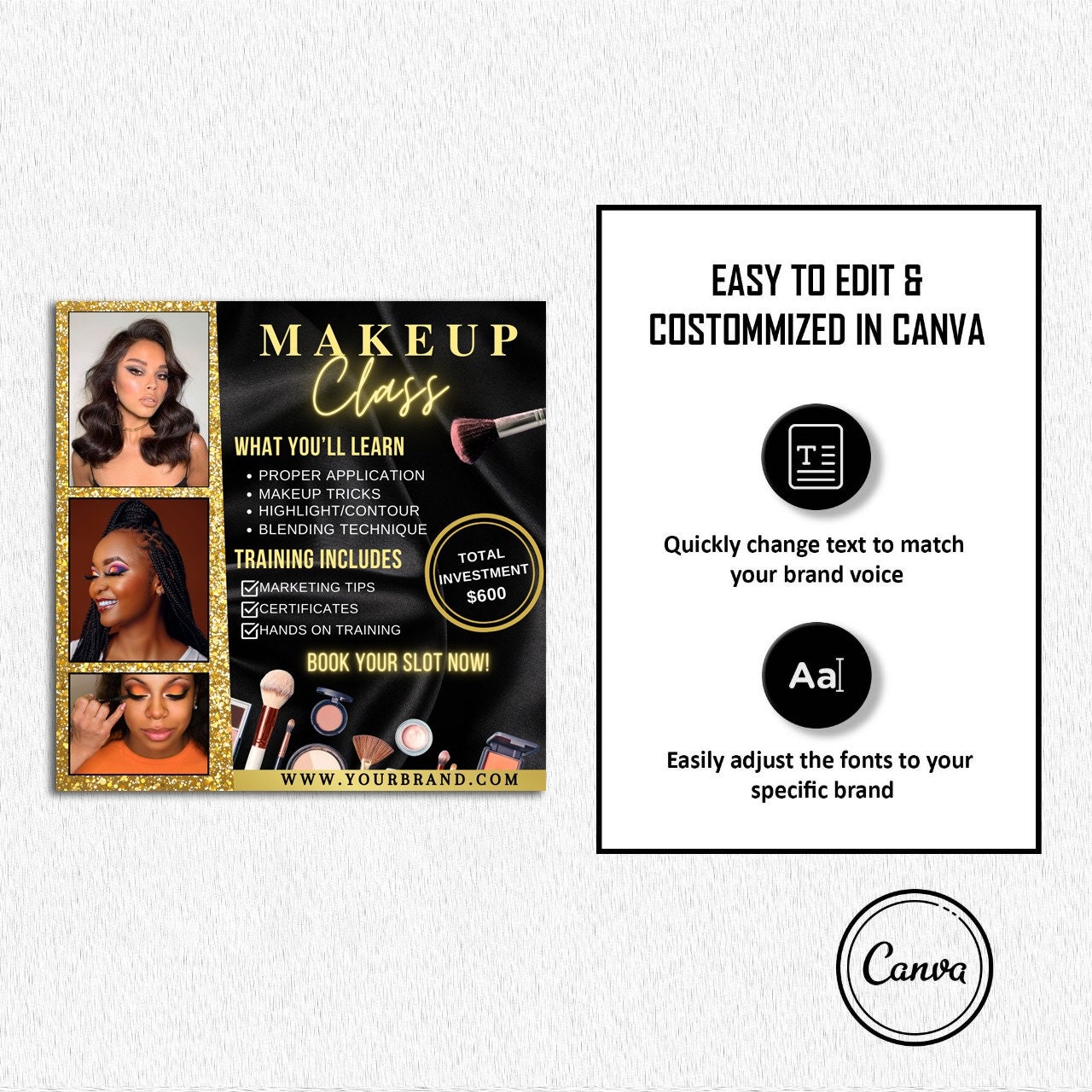 Editable Beginners Makeup Class Flyers Flyer Template Design - Etsy