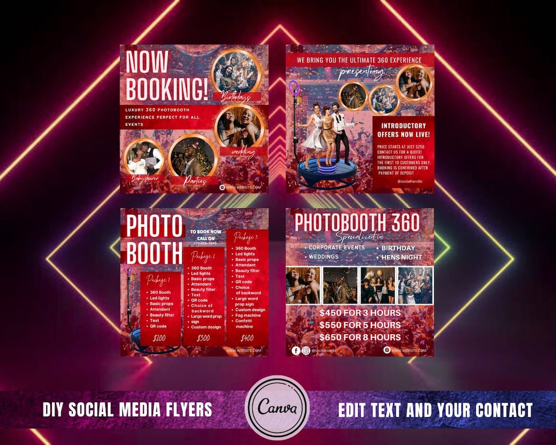 360 Photo Booth, 360 Photo Booth Flyer, Photo Booth Social Media Posts ...