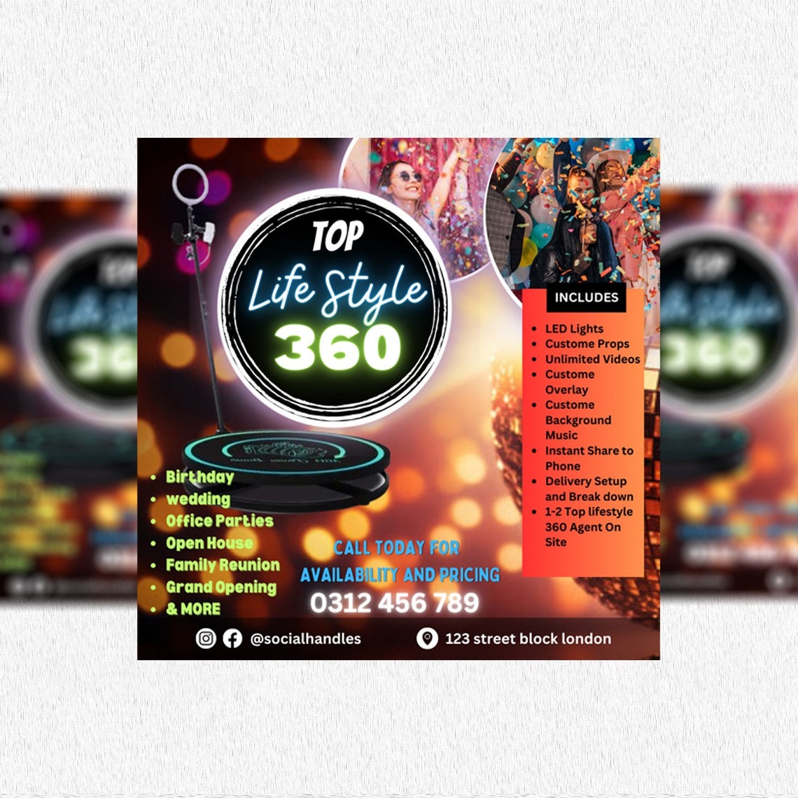 360 Photo Booth, 360 Photo Booth Flyer, Photo Booth Social Media Posts ...