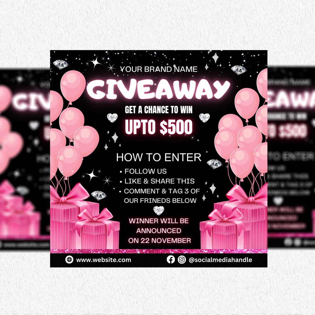 Giveaway Winner Flyer, Giveaway Flyer, Raffle Flyer, Boutique Flyer ...