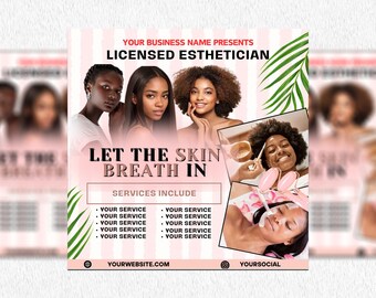 Esthetician Flyer, DIY Flyer Template Design, Skin Care Services Flyer ...