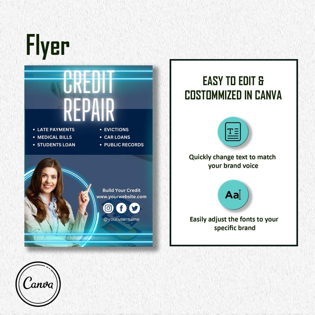 Credit Repair Flyer, Credit Restoration Template, Credit Flyer, DIY ...