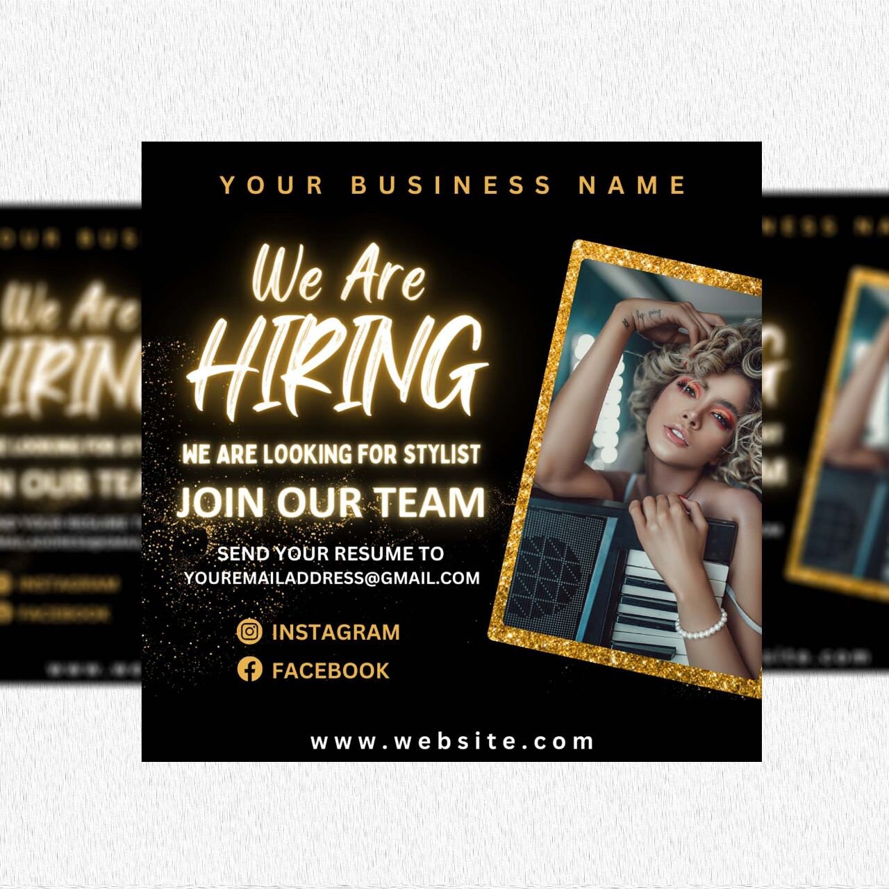 We're Hiring Flyer, DIY Flyer Template Design, Now Hiring Flyer, Hair ...