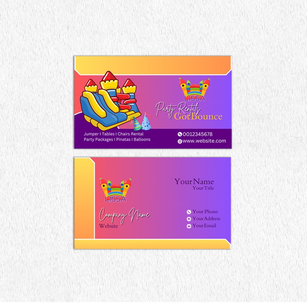 Jumper Rental Business Cards Bounce House Card Etsy